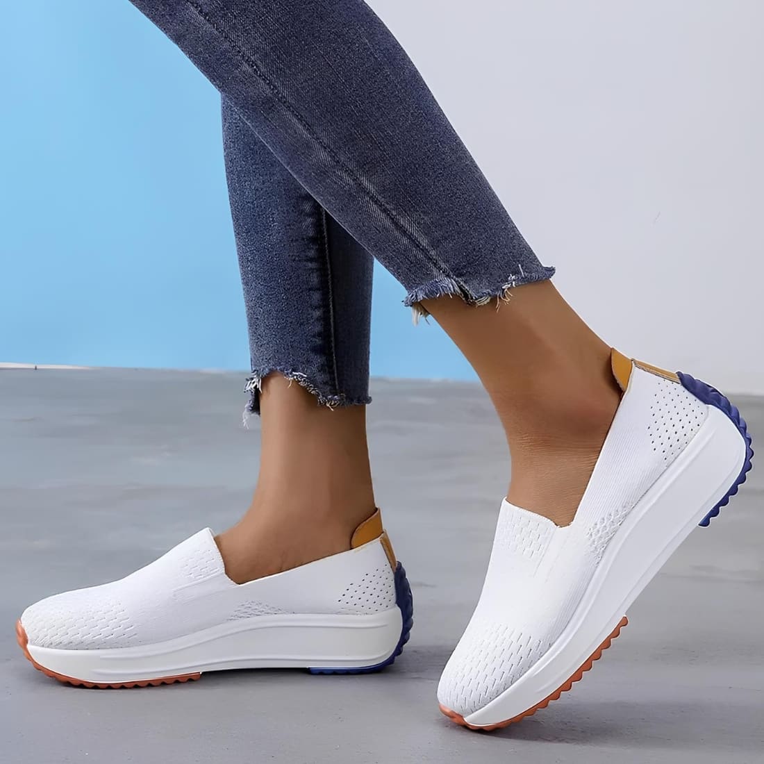 Baskets orthopédiques respirantes pour femme sans lacets avec semelle ...